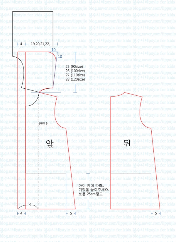 패턴변형 기본티셔츠로 목욕가운 패턴 만들기 네이버 블로그