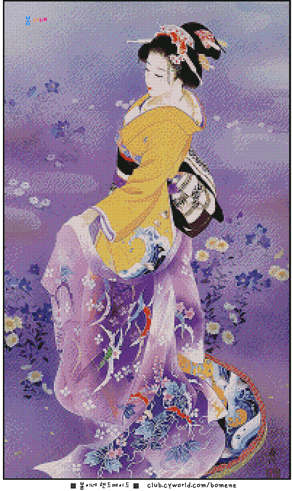 기모노 입은 여인 _ 십자수도안 : 네이버 블로그