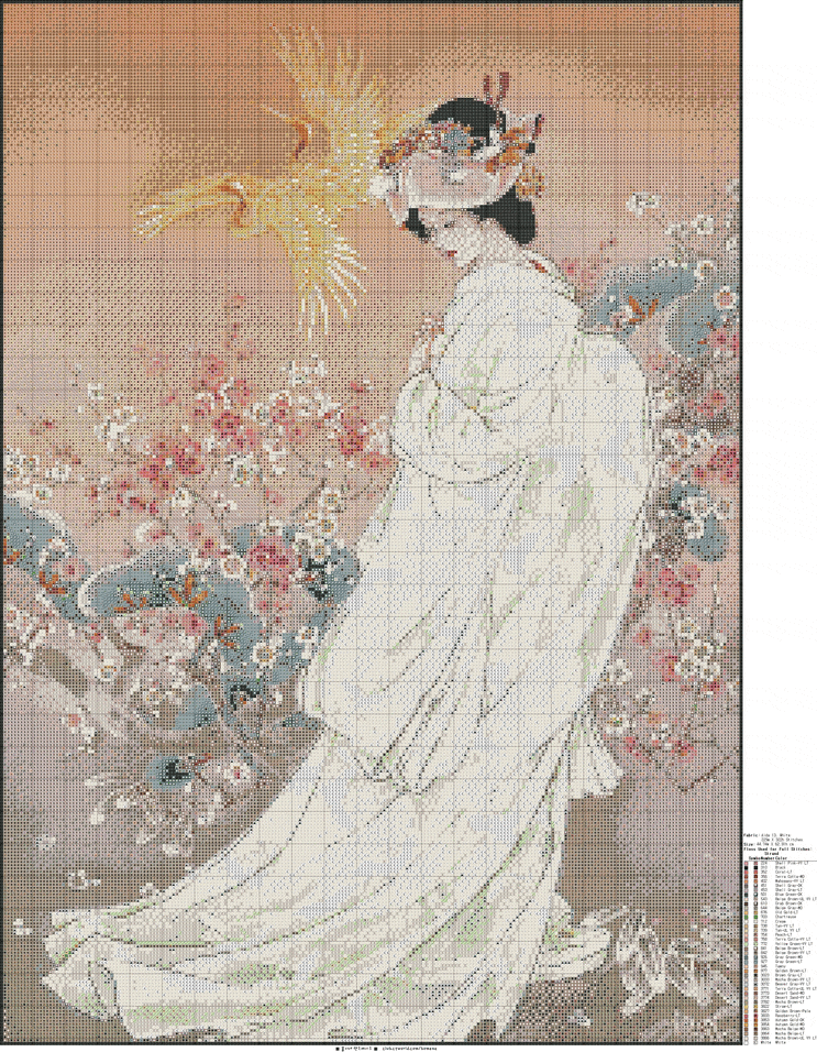 기모노 입은 여인 _ 십자수도안 : 네이버 블로그