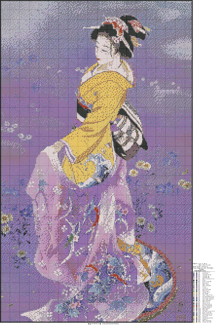 기모노 입은 여인 _ 십자수도안 : 네이버 블로그