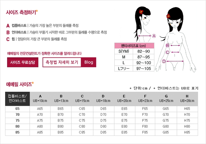 [속옷사이즈] 각 브랜드별 속옷 사이즈표 브라사이즈 표 팬티사이즈 표 네이버 블로그