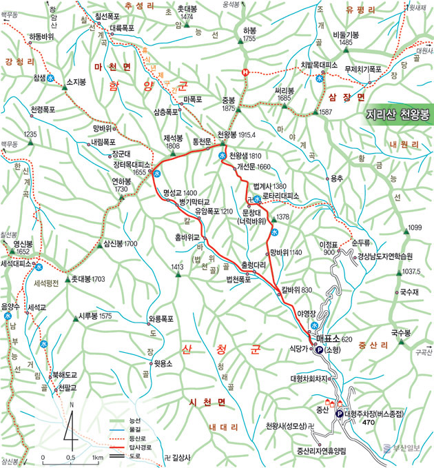 지리산 등산지도 : 네이버 블로그