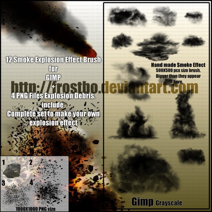 폭파 스모크 이펙트 브러쉬 GIMP brush set Smoke + PNG by *FrostBo via deviantart ...
