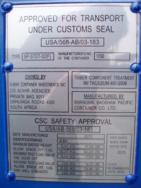 수출용 컨테이너 검사 및 테스트 CSC PLATE / TIR PLATE / 게속검사 : 네이버 블로그