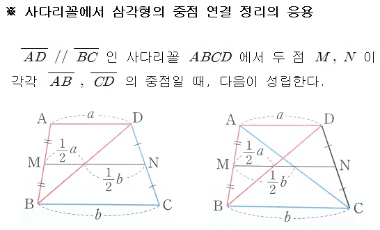 [중학수학 8-나] [5.도형의 닮음] [2.닮음의 응용] [18. 사다리꼴에서 삼각형의 중점 연결 정리의 응용] : 네이버 블로그