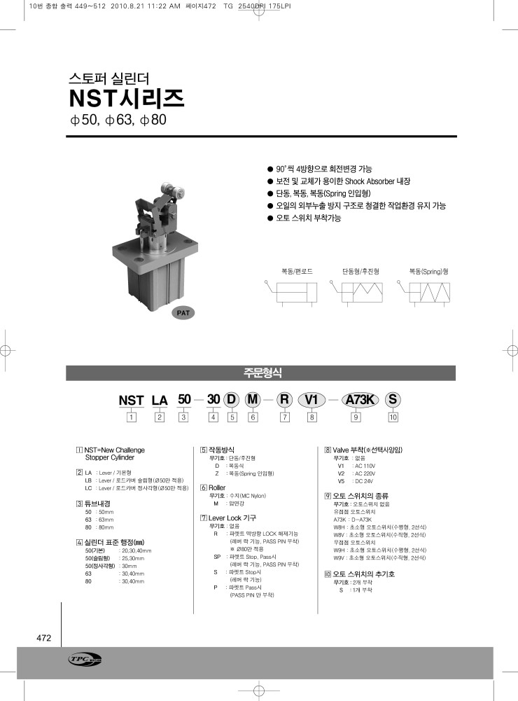 Tpc 스토퍼 실린더 Nst 시리즈 Stopper Cylinder Nst Series 네이버 블로그