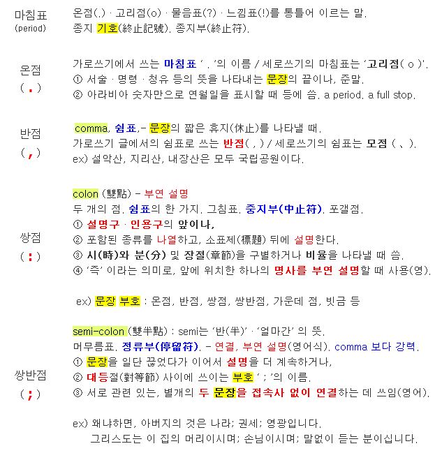 문장의 부호 사용법 네이버 블로그