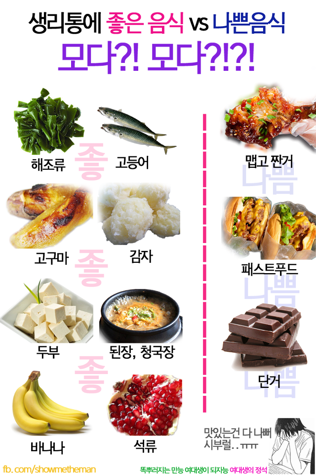 생리통에 좋은 음식 Vs 나쁜 음식 모다 여대생의정석 올리브한의원 네이버 블로그