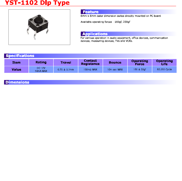 택트스위치,TACT SWITCH,YST-1102,YST-1102A,YST-1102C,YST-1102H,YST-1102D,ST ...