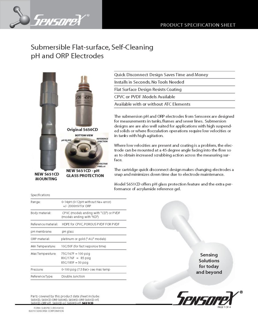 Sensorex 침적형 pH Sensor (S650CD, S651CD) : 네이버 블로그