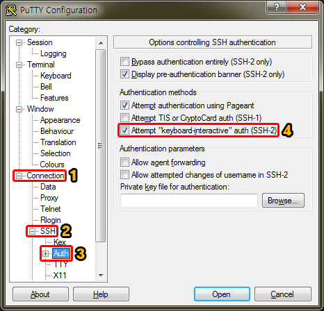 [PuTTY] Using keyboard-interactive authentication 해결 방법 : 네이버 블로그