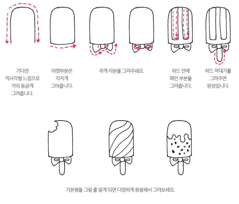손그림 일러스트 여름 아이스크림 그림강좌 And 수제스티커 네이버 블로그
