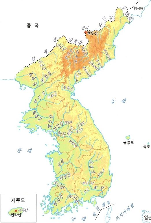 우리나라의 주요 산맥과 강 네이버 블로그