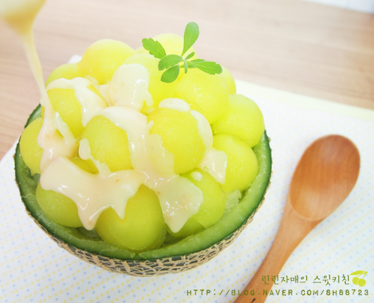 동글동글 메론빙수 만들기 메론이 통째로 빙수기계 없이 새콤달콤 메론빙수 만드는법 메론 효능 네이버 블로그