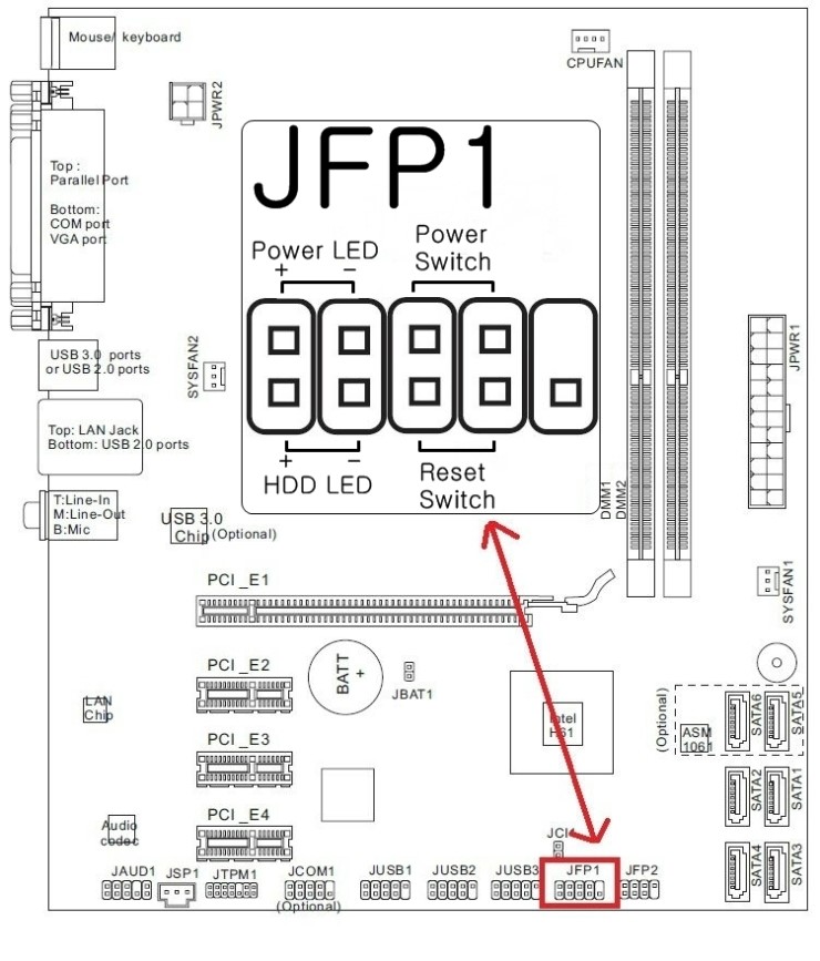 컴퓨터 파워 스위치 리셋 스위치 LED 연결하는 법-메인보드 reset switch, power switch, hdd led ...