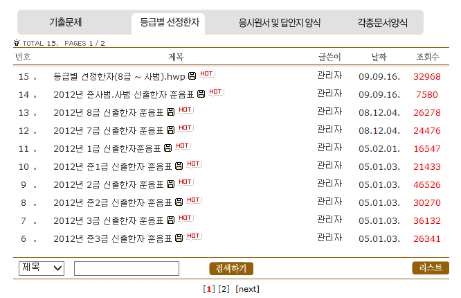 대한검정회 한자 급수 시험 요약 및 등급별 선정한자 정리 네이버 블로그