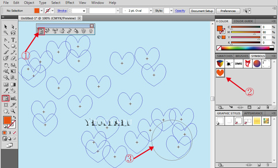 [일러스트레이터] 심볼(Symbol)등록, 심볼 깨기, 심볼 스프레이 툴(Symbol Sprayer) ① 사용하기 : 네이버 블로그