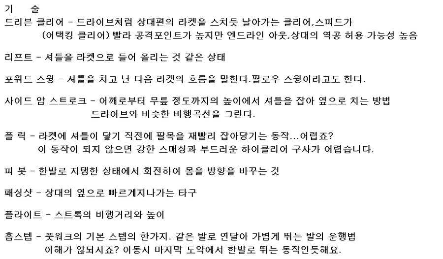 배드민턴 기술용어 네이버 블로그