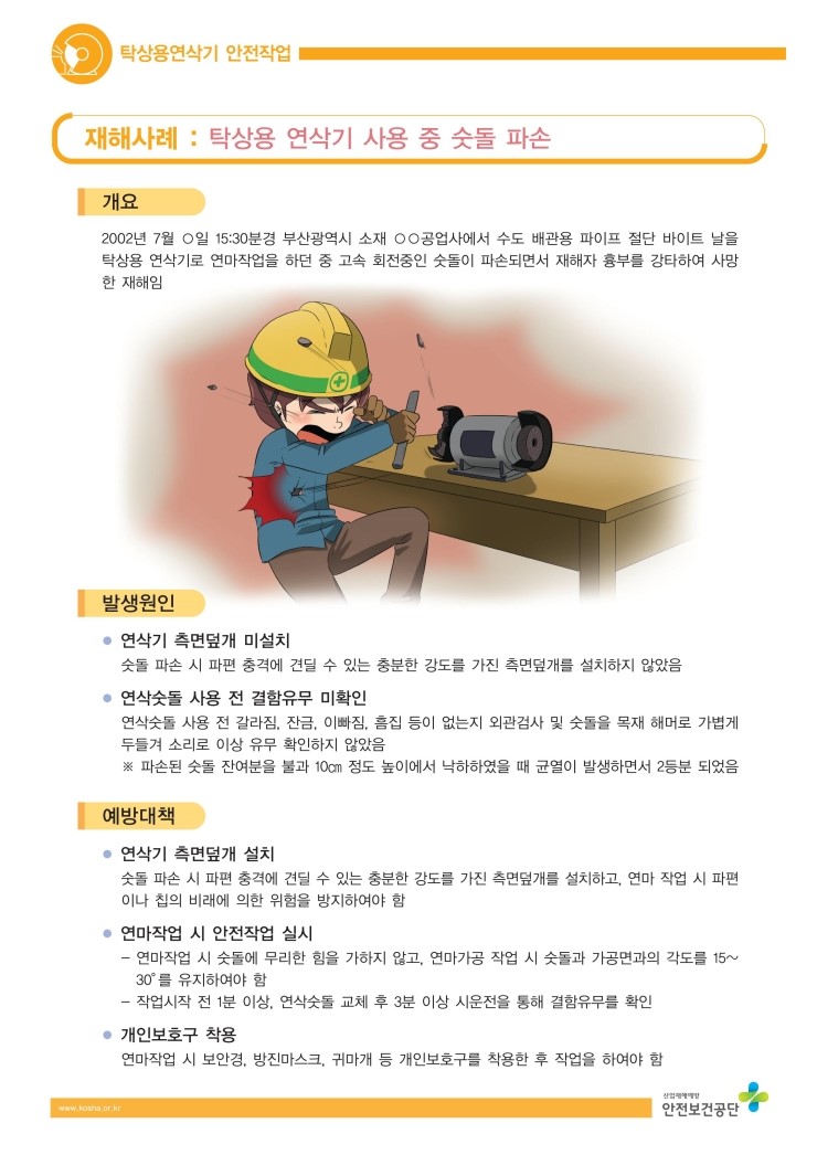 탁상용연삭기 안전작업 네이버 블로그
