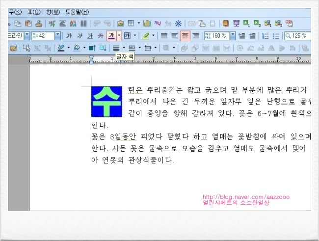 한글2007 첫글자장식기능 그립삽입을 해봅시다 네이버 블로그