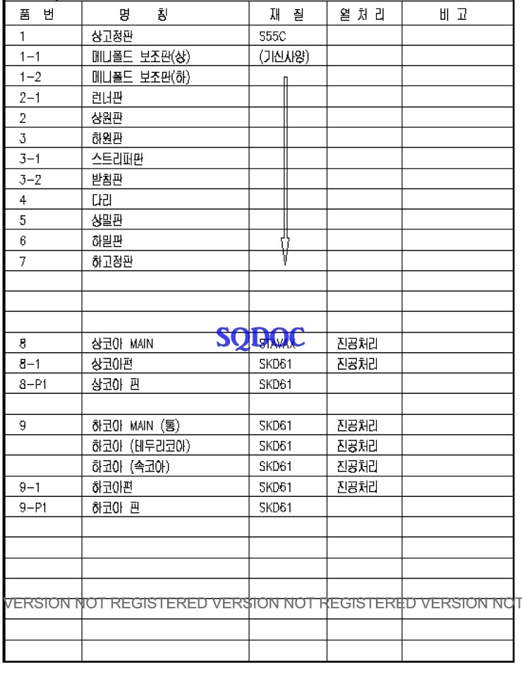 금형관리금형 부품 번호 식별 및 부품별 열처리방법 List금형제작 금형 조립 지침서금형cam Tool 관리 절차서지침서