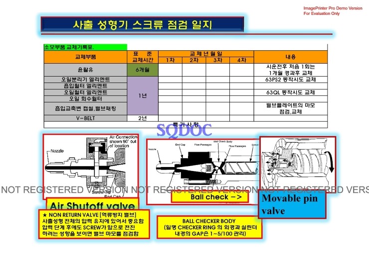 Sq인증 사출성형기 스크류 점검 기준서설비점검설비보존설비 예방점검제조설비 점검체크링푸쉬링 네이버 블로그