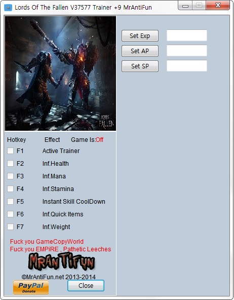 로드 오브 더 폴른 트레이너 - Lords Of The Fallen V37577 Trainer +9 MrAntiFun : 네이버 블로그