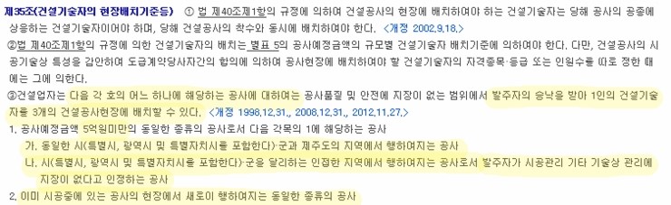 현장대리인 중복배치건설기술자 현장배치기준 네이버 블로그
