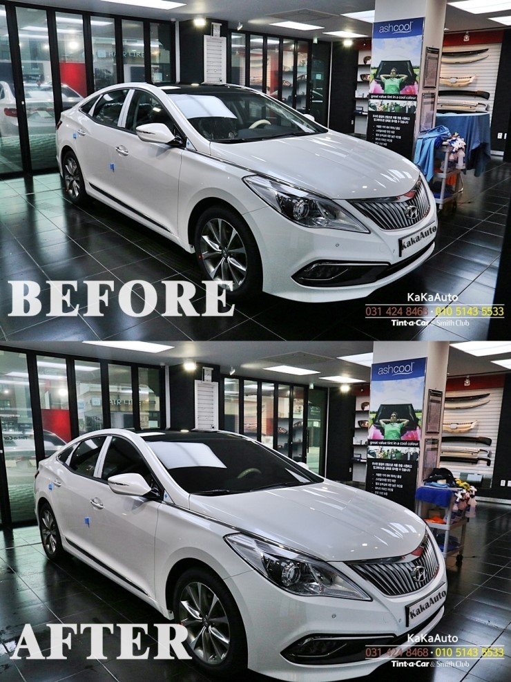 그랜져 프리미엄썬팅♡의왕썬팅군포선팅평촌썬팅안양썬팅 관양동 동편마을 열차단틴팅 그랜져hg220신차 전면 클리어옵틱스35측후면 비바5파노라마썬루프클리어옵틱스35