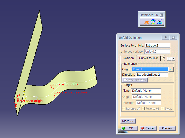 카티아(CATIA) 서피스 디자인(Surface Design) 펼치기 기능(Unfold) : 네이버 블로그