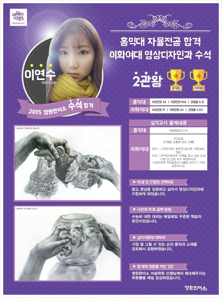 영원한미소미술학원홍익대학교 자율전공 합격 이화여대 영상디자인과 수석 이연수 네이버 블로그