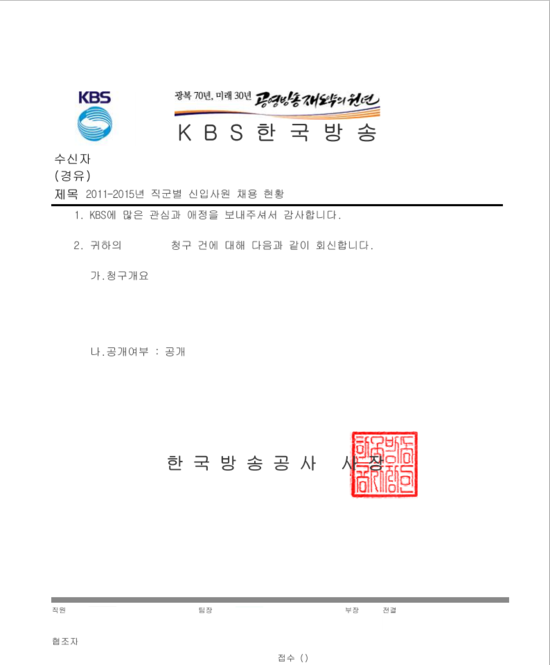 한국방송공사kbs 채용 1부 서류전형 신입사원 출신대학 현황 By 진로정보원장 네이버 블로그