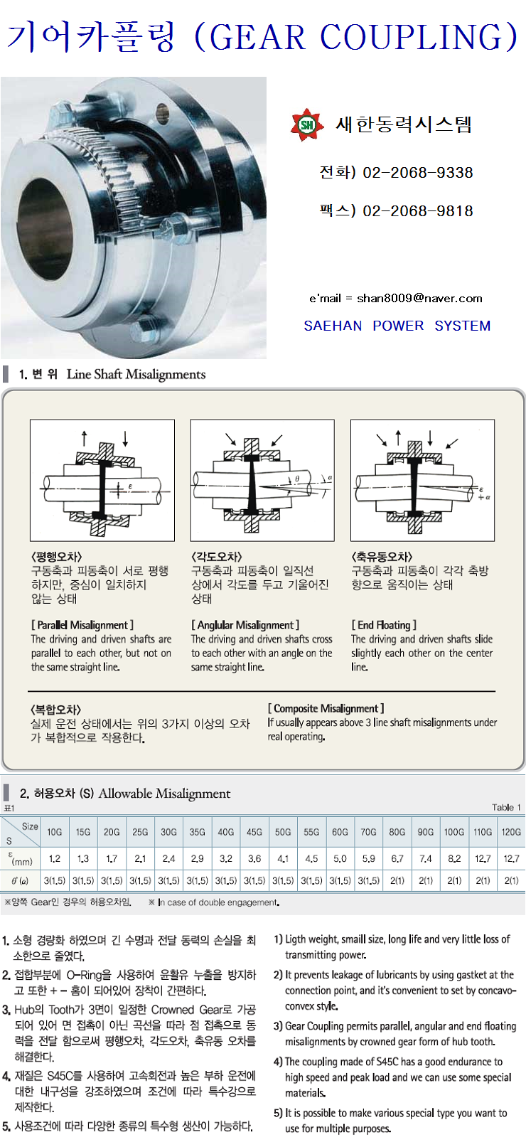 GEAR COUPLING ( SE CE 타입 ) 기어카플링 112SE 125SE 140SE 160SE 180SE 200SE ...