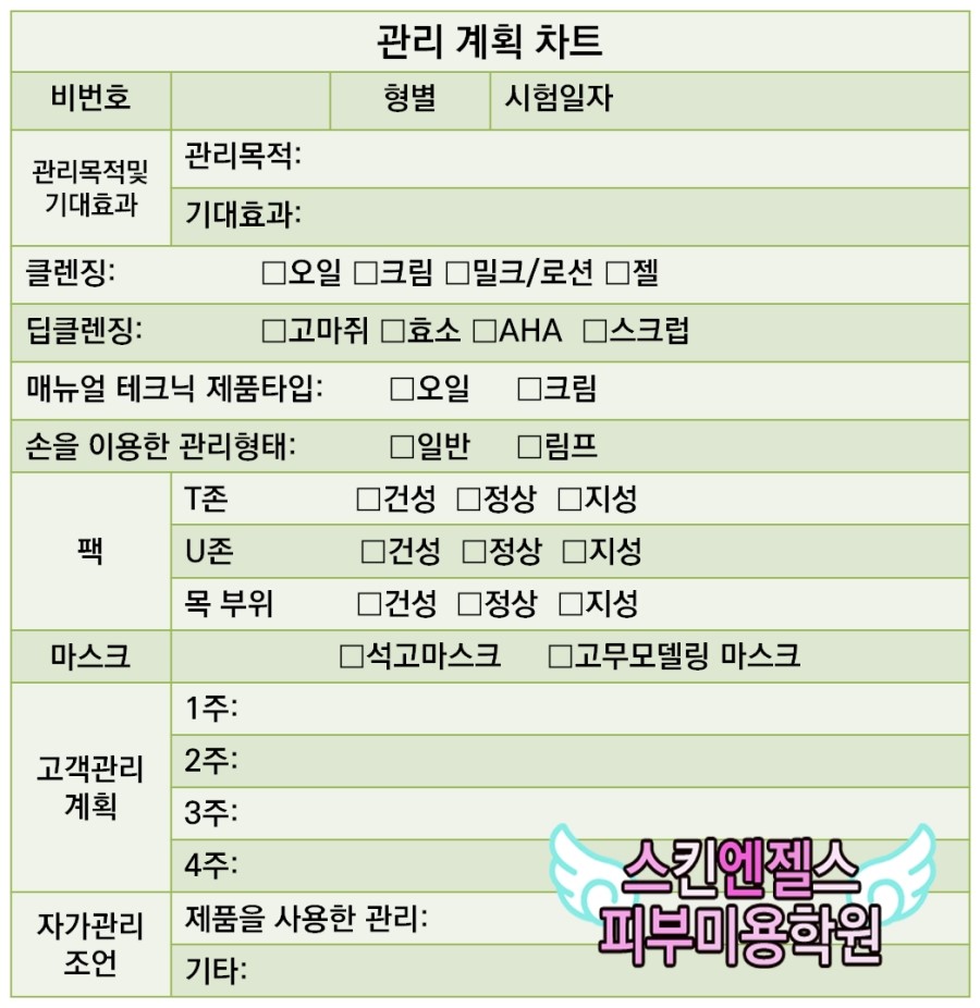 피부미용사 실기 관리차트 작성 피부타입별 특성정리 스킨엔젤스 네이버 블로그