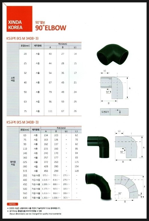 수도용폴리에틸렌관 ISO규격 융착식 90도엘보 부속 KS M 3408-3 : 네이버 블로그