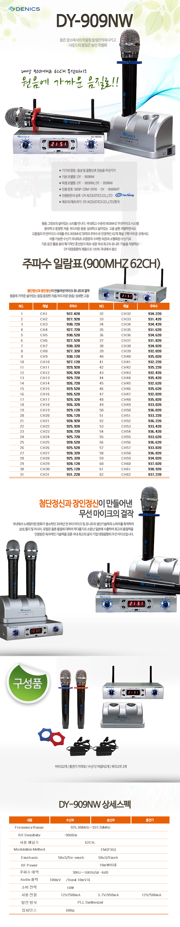 대영음향 900MHz 충전식 무선마이크 소개[1] [제품명 : DY-909NW] : 네이버 블로그