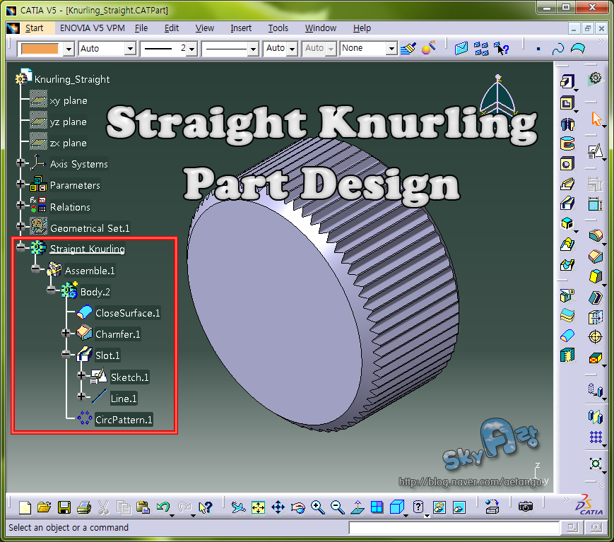 카티아(Catia) - 널링 자동설계 모델링 Straight Knurling 동영상강좌 : 네이버 블로그