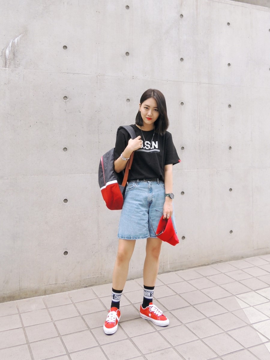 쟄조 데일리룩/ 집시jipsy 티셔츠, 레이븐티얼스raven tears 선글라스 비니, 컨버스 원스타, 참스 양말, 헤드그렌 ...