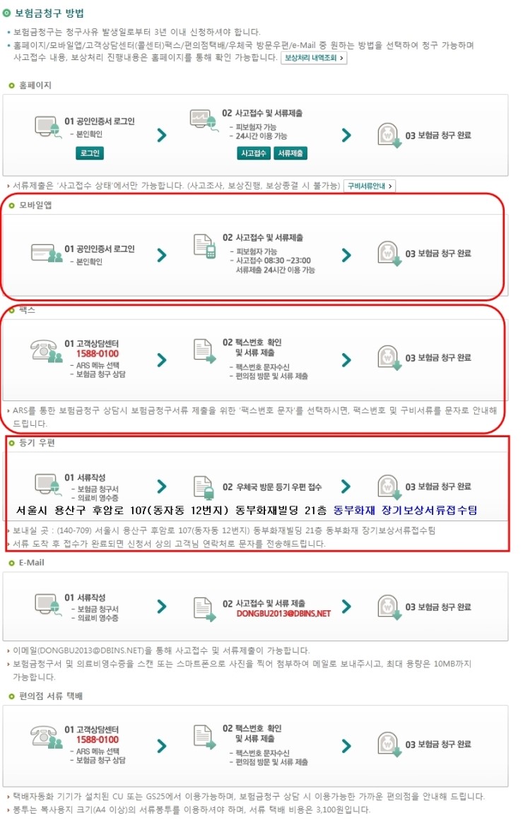 동부화재 보험청구서양식동부화재 콜센터보험금 청구서류 접수방법 네이버 블로그