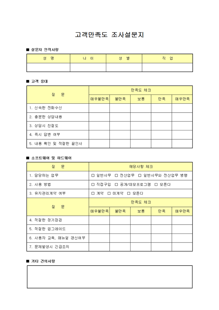 만족도 조사 설문지 네이버 블로그