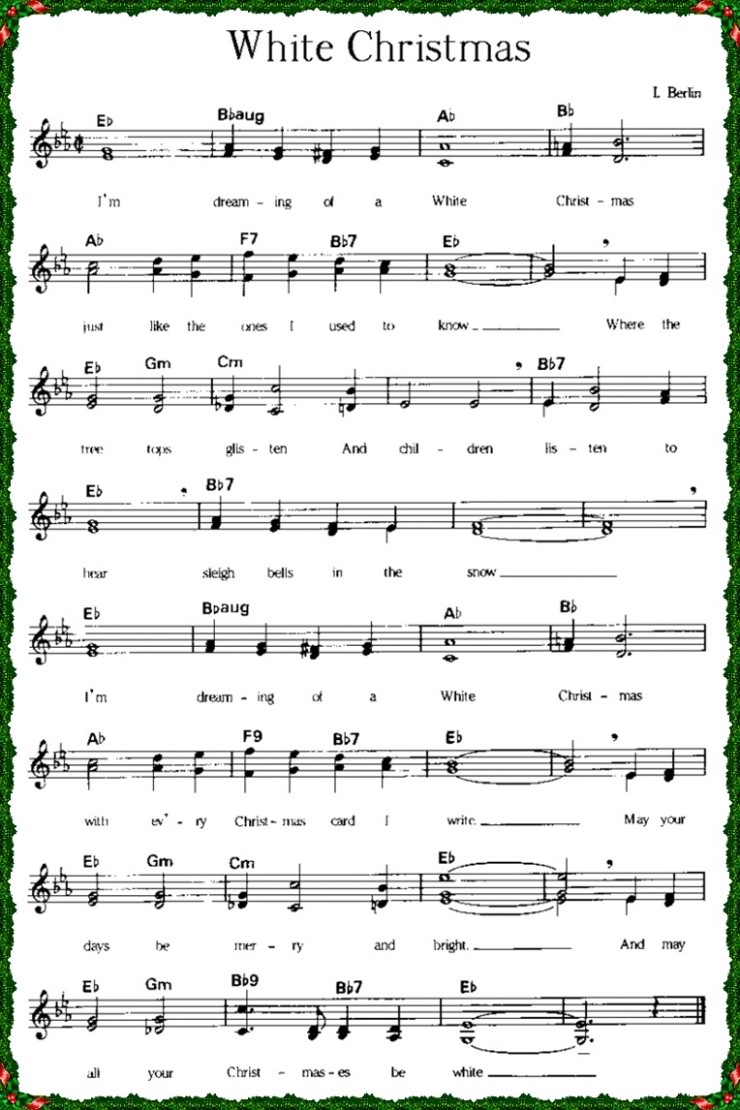 화이트 크리스마스 White Christmas 노래 악보 영어 가사 듣기 네이버 블로그
