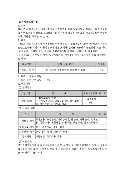 재가복지 사업계획서 샘플 양식입니다노인복지센터 사례 네이버 블로그