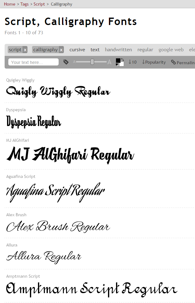 영어 스크립트, 캘리그라피 폰트 사이트 www.1001fonts.com : 네이버 블로그