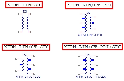 선형 변압기 모델(XFRM_LINEAR, XFRM_LIN/CT-PRI, XFRM_LIN/CT-SEC, XFRM_LIN/CT ...