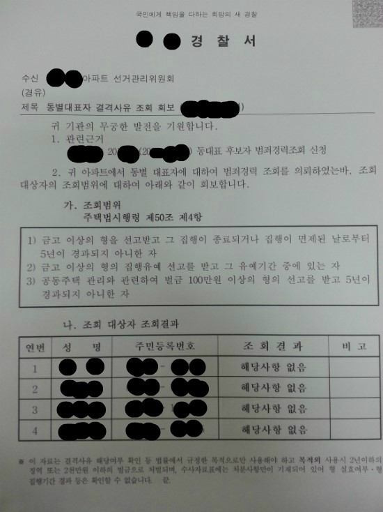아파트 동대표선출 범죄경력조회에 대해 알아보시게요~~ 네이버 블로그