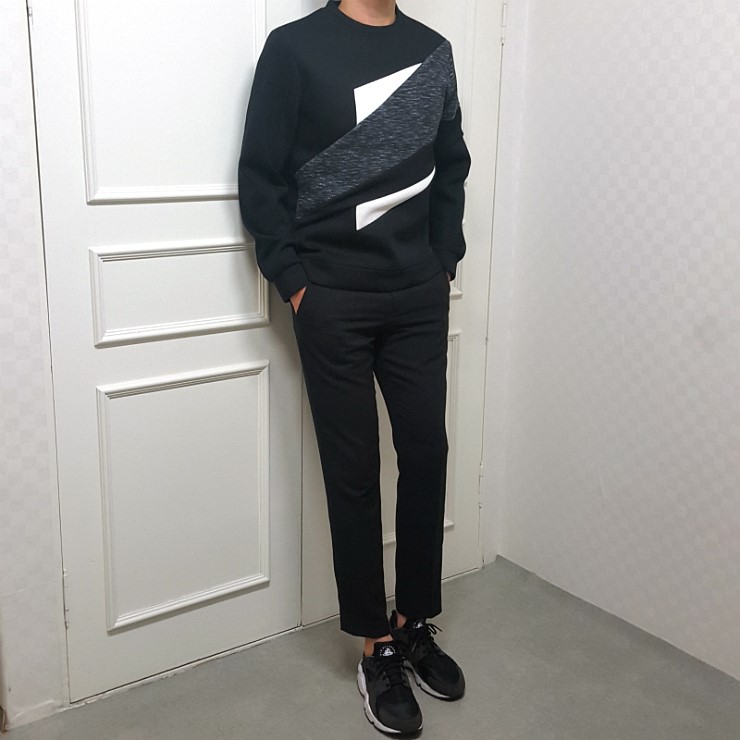 남자 네오프렌맨투맨 코디배색맨투맨슬랙스나이키 허라취 오레오 유뱅의 데일리룩 블로그 네이버 블로그