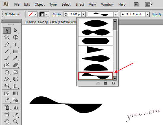 일러스트레이터 스트로크 Stroke 패널 사용설정하기 점선 만들기 새 Profile 만들기 등록하기 위드 툴width Tool로 선 폭두께 조절하기
