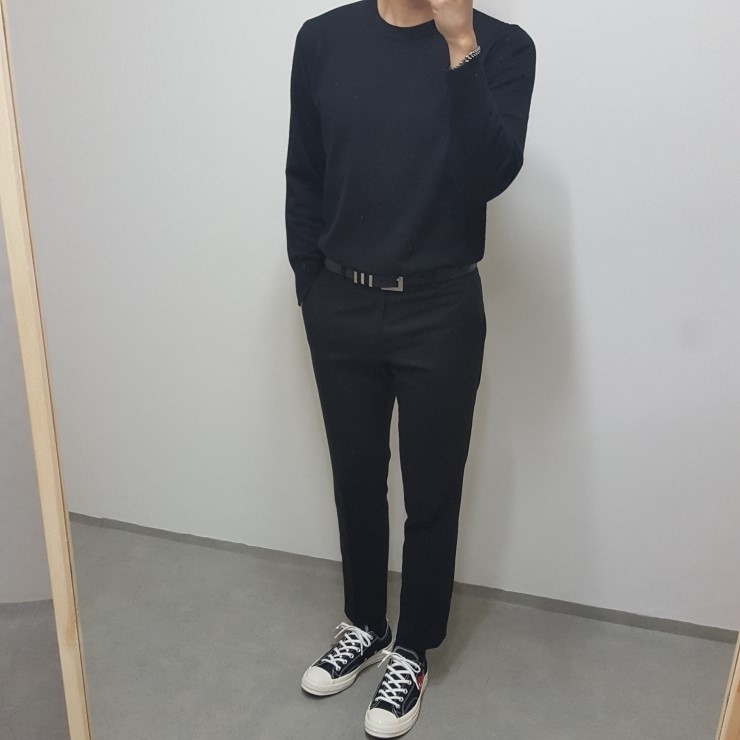 남자 기본니트 코디링벨트슬랙스꼼데가르송 척테일러 컨버스 유뱅의 데일리룩 블로그 네이버 블로그