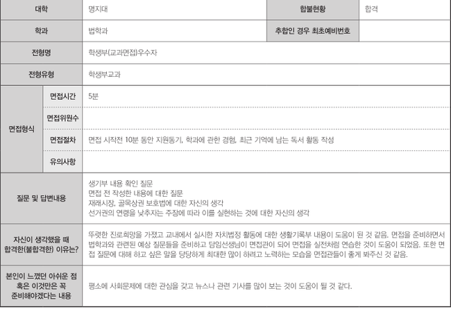 명지대 면접 후기 합격자 질문과 대답명지대 학생부교과 면접 예상질문기출질문 네이버 블로그