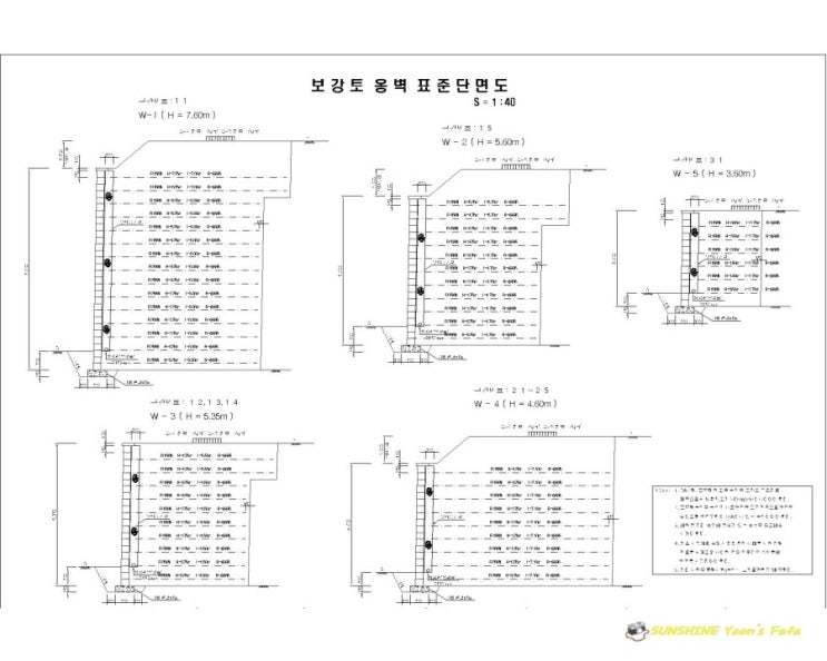 보강토 옹벽 표준설계도 단면도 네이버 블로그